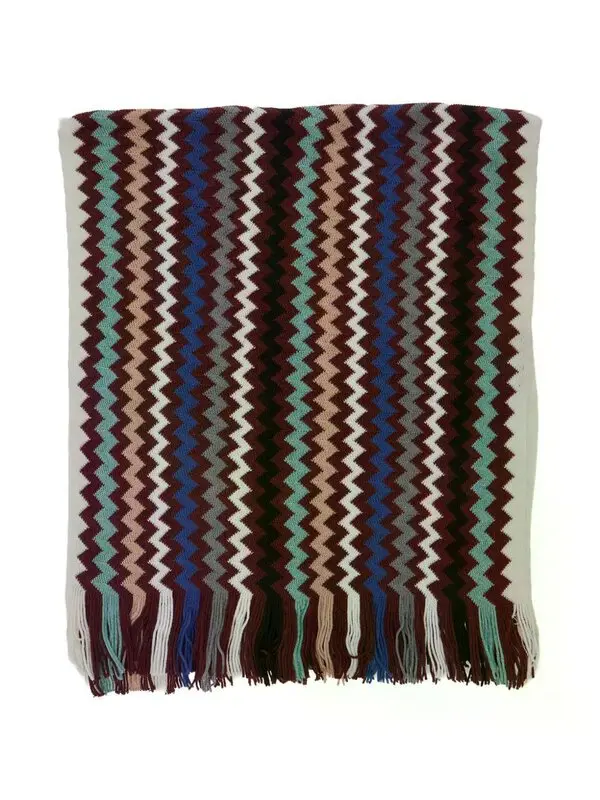 Missoni Zigzag-knit Fringed Scarf - Red