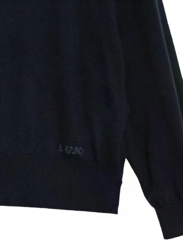 Liu Jo Tie-neck Rhinestone-logo Sweater