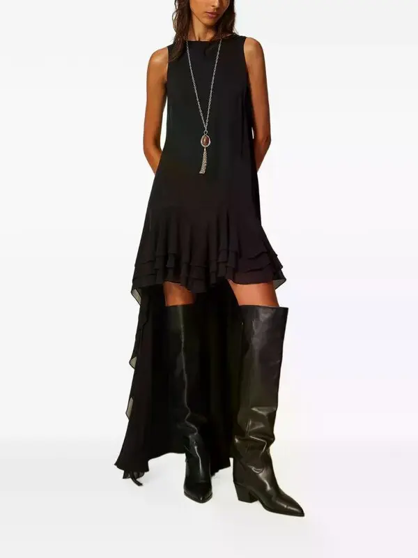 TWINSET Ruffled Asymmetric Dress - Black