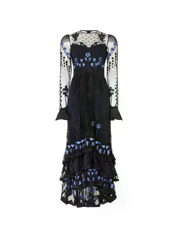 TEMPERLEY LONDON Florette Floral Embroidered Midi Dress - Blue