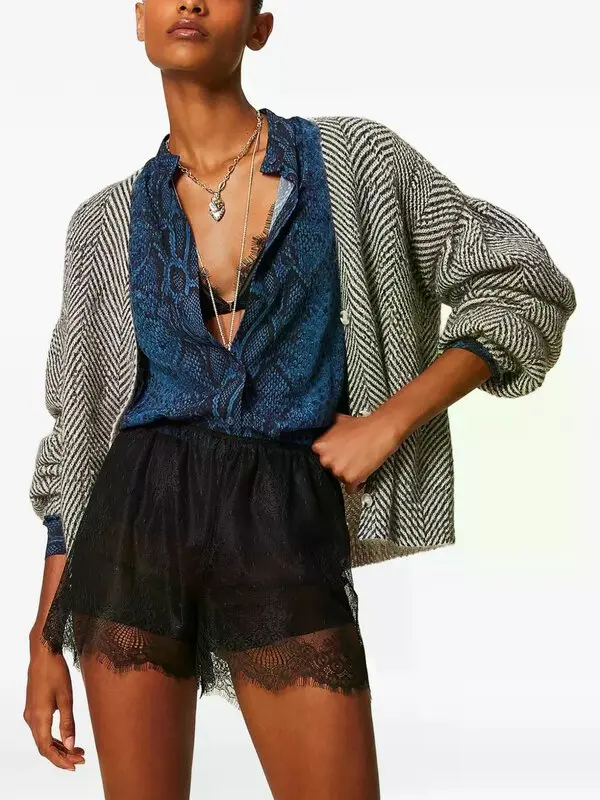 TWINSET Chevron Knit V-neck Cardigan