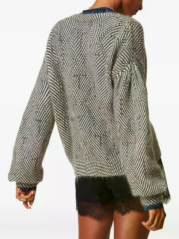 TWINSET Chevron Knit V-neck Cardigan