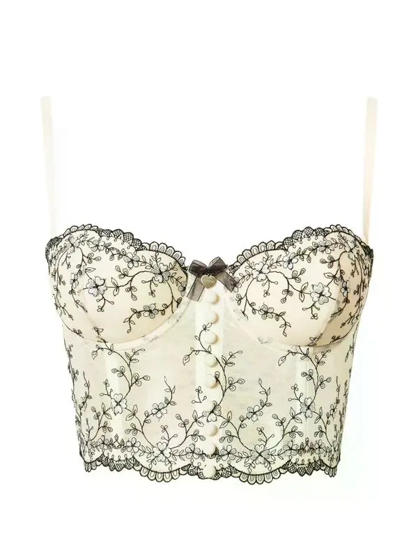 TWINSET Embroidered Tulle Bustier - Neutrals