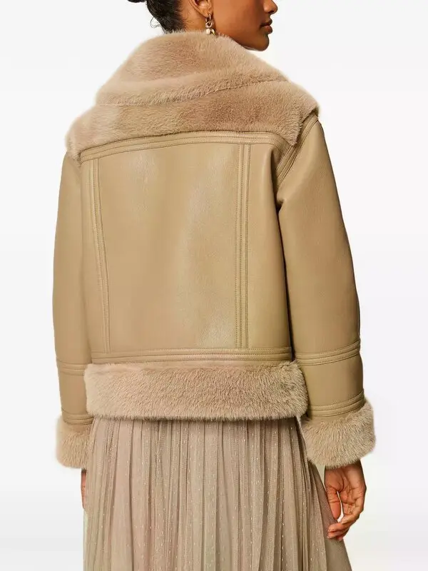 TWINSET Faux Fur Trim Leather-effect Jacket