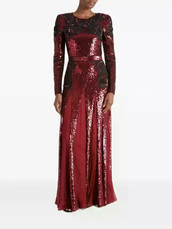 TEMPERLEY LONDON Sequin Embellished Maxi Gown - Red