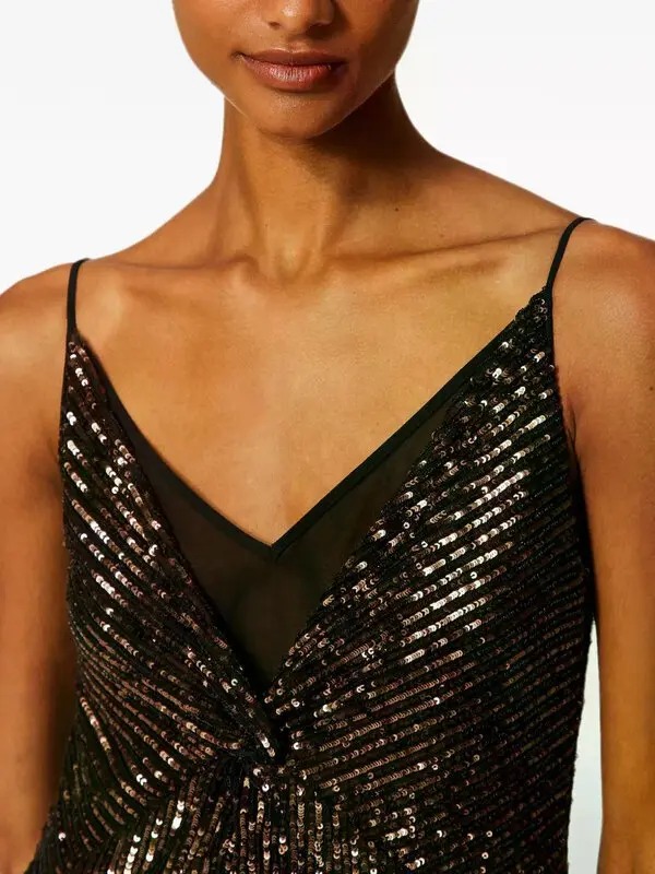 TWINSET Sequined Long Dress With V-neck And Side Slits