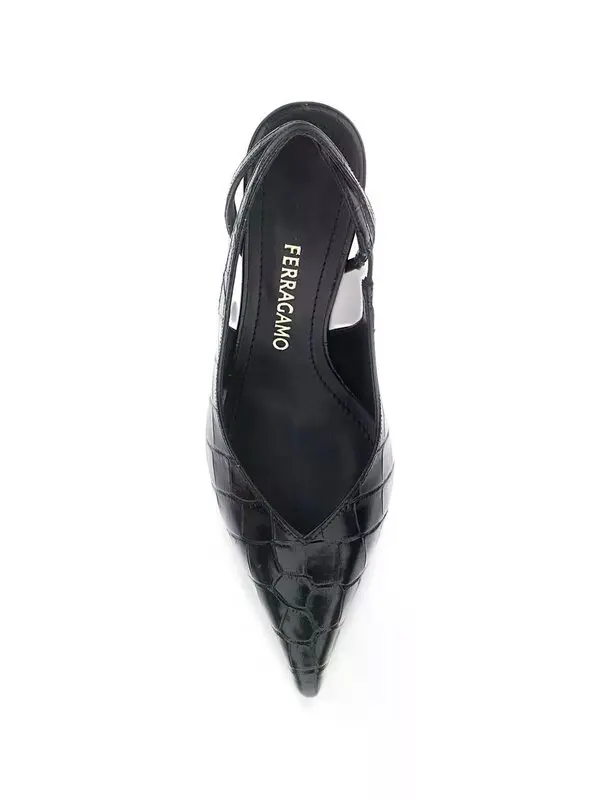FERRAGAMO Croc-effect Slingback Pumps