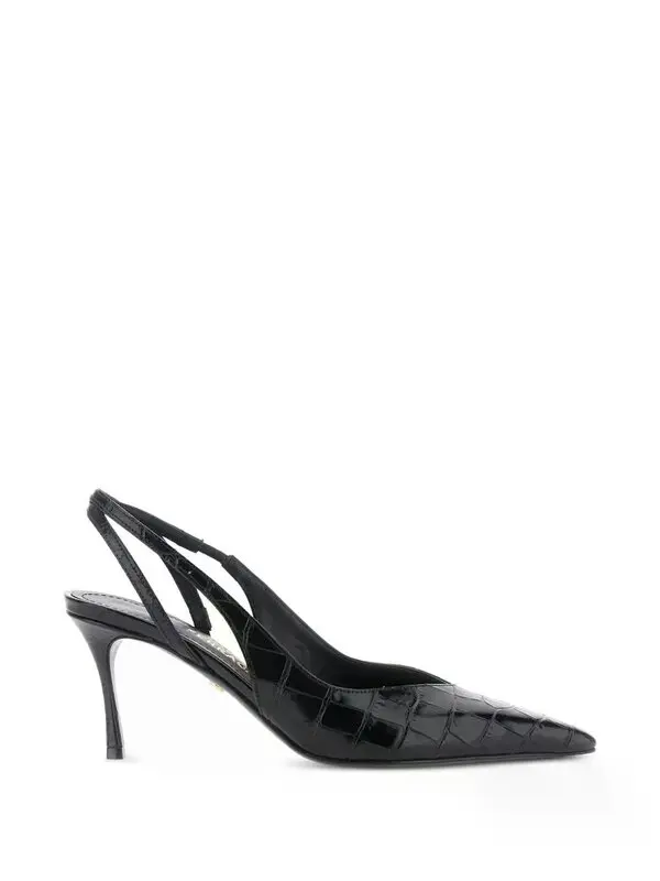 FERRAGAMO Croc-effect Slingback Pumps - Black