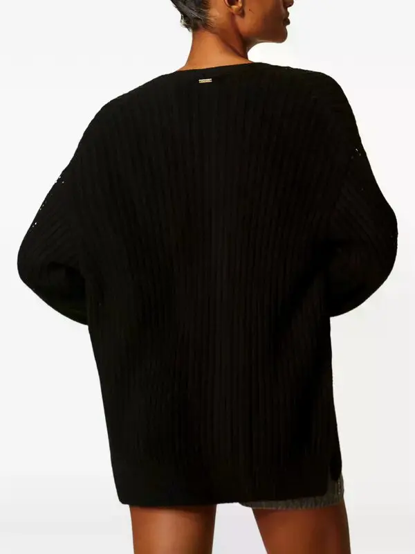 TWINSET Wool Blend Cardigan With Rhinestones