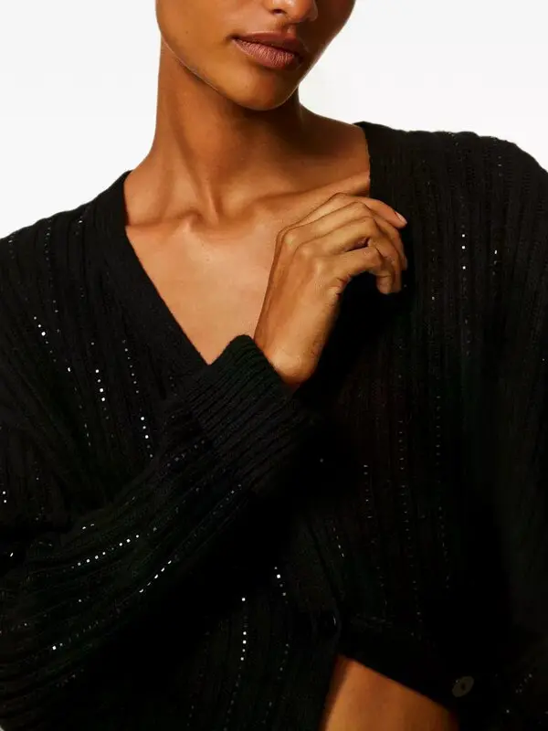 TWINSET Wool Blend Cardigan With Rhinestones