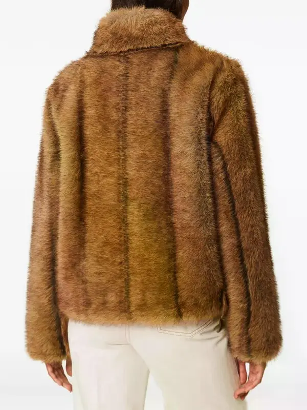 TWINSET Faux Fur Jacket With Stand Collar