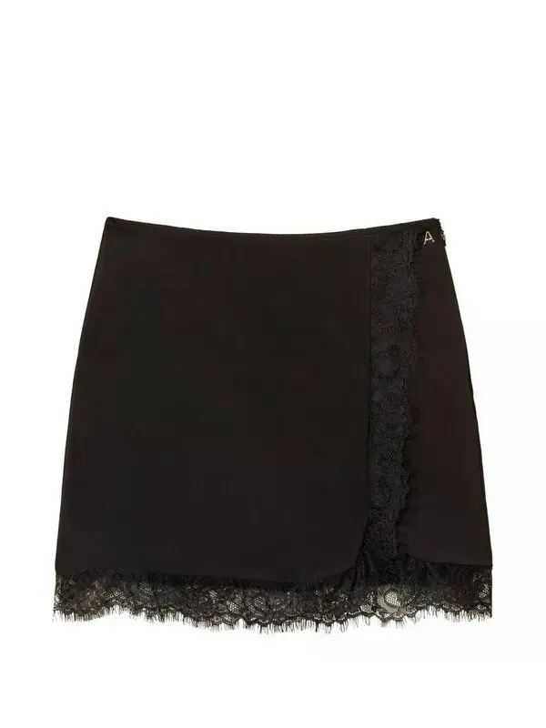TWINSET Lace-trim Crêpe Mini Skirt - Black