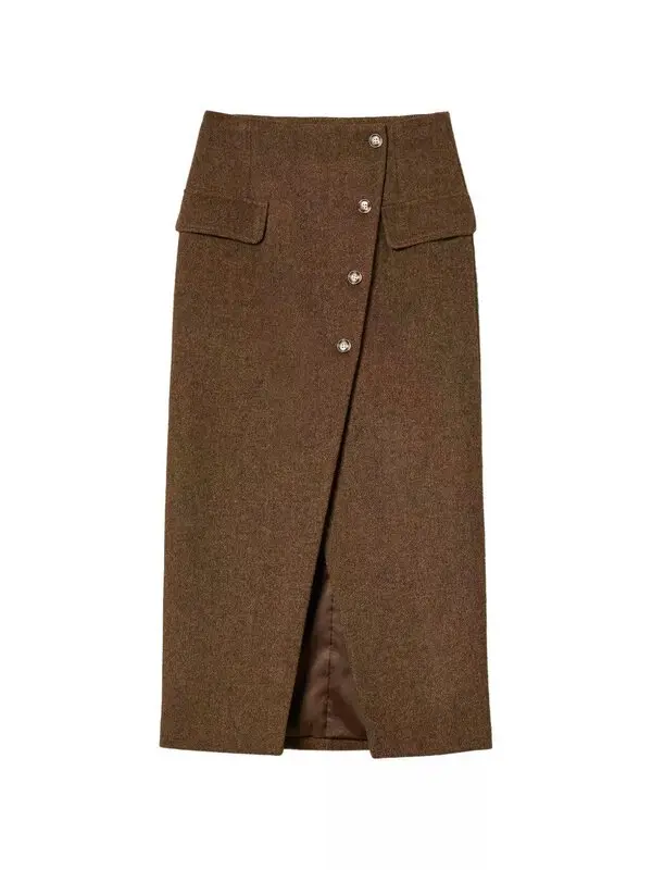 TWINSET Long Velour Cloth Skirt - Brown