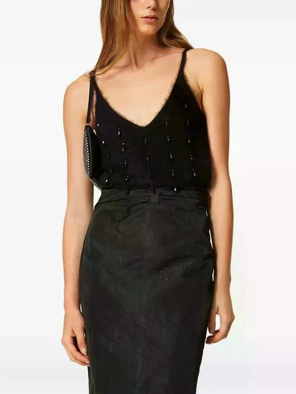 TWINSET Midi Moiré Skirt With Bow Detail