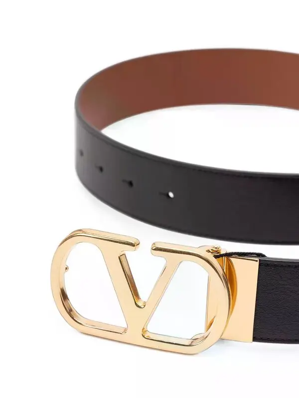 Valentino Garavani Reversible Vlogo Signature Belt In Glossy Calfskin 40 Mm - Black