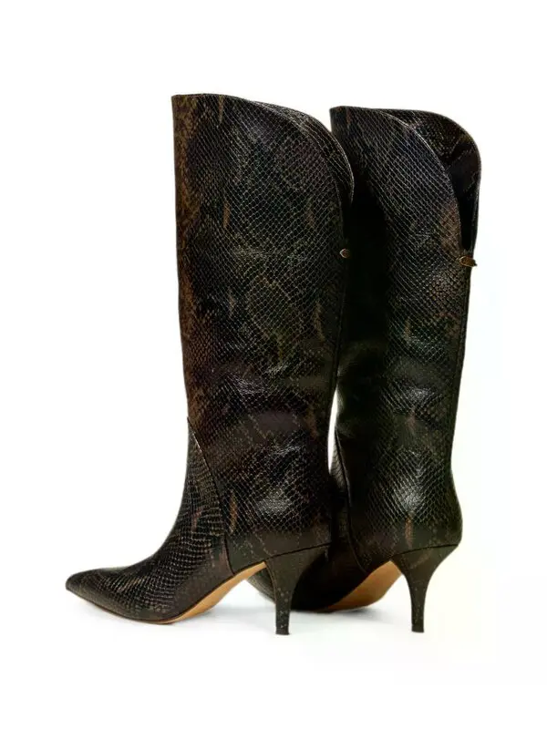 TWINSET Python Print High Leather Boots
