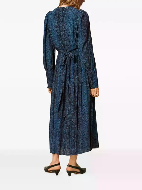 TWINSET Long Python-print Crew-neck Dress