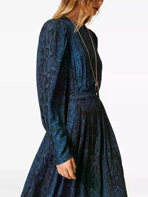 TWINSET Long Python-print Crew-neck Dress