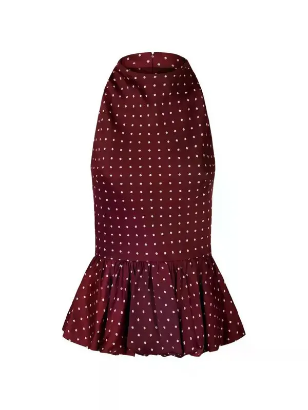 ROTATE BY BIRGER CHRISTENSEN Halterneck Mini Dress With Ruffled Hem - Red