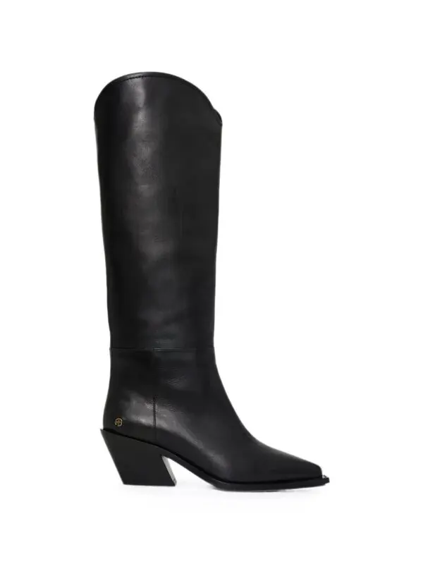 ANINE BING Tall Tania Soft Boots Smooth Leather - Black