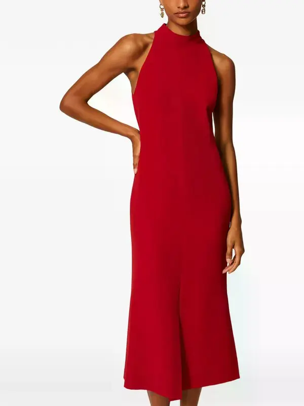 TWINSET Long Crêpe Halter Neck Dress - Red