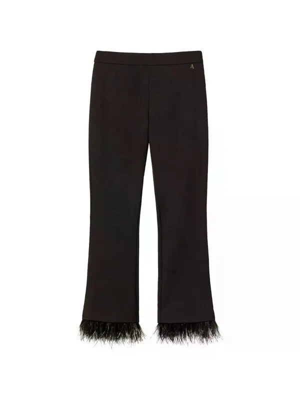 TWINSET Flared Trousers With Feather Trim