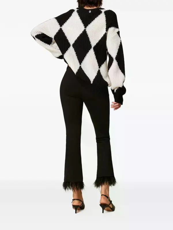 TWINSET Flared Trousers With Feather Trim