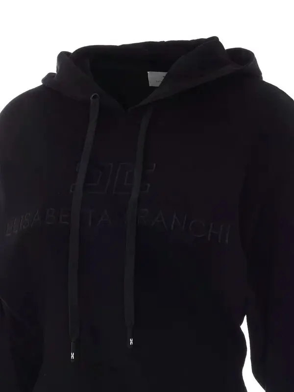 Elisabetta Franchi Logo-embroidered Hoodie Bodysuit - Black