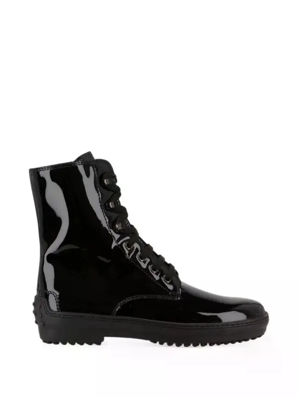 TOD'S Patent-finish Lace-up Boots - Black