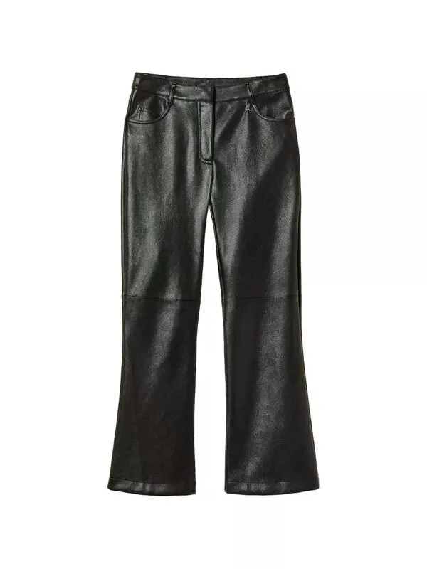 TWINSET Faux Leather Flared Trousers - Black