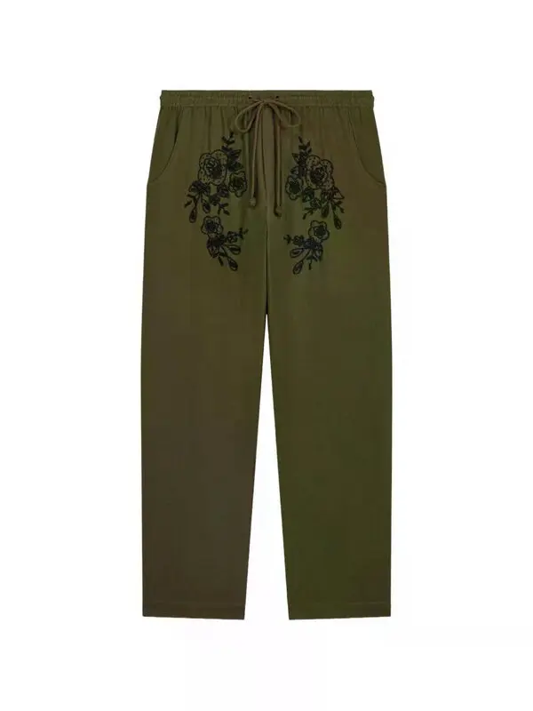BAZISZT Celeste Floral-embroidered Straight-leg Trousers