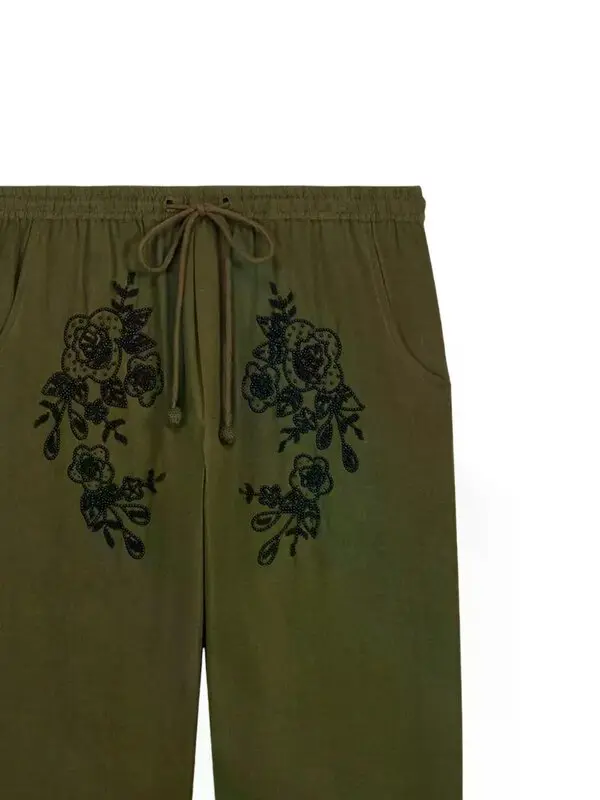 BAZISZT Celeste Floral-embroidered Straight-leg Trousers