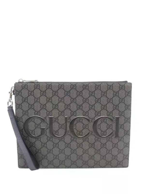 Gucci 2010s Gg Supreme Clutch Bag - Grey
