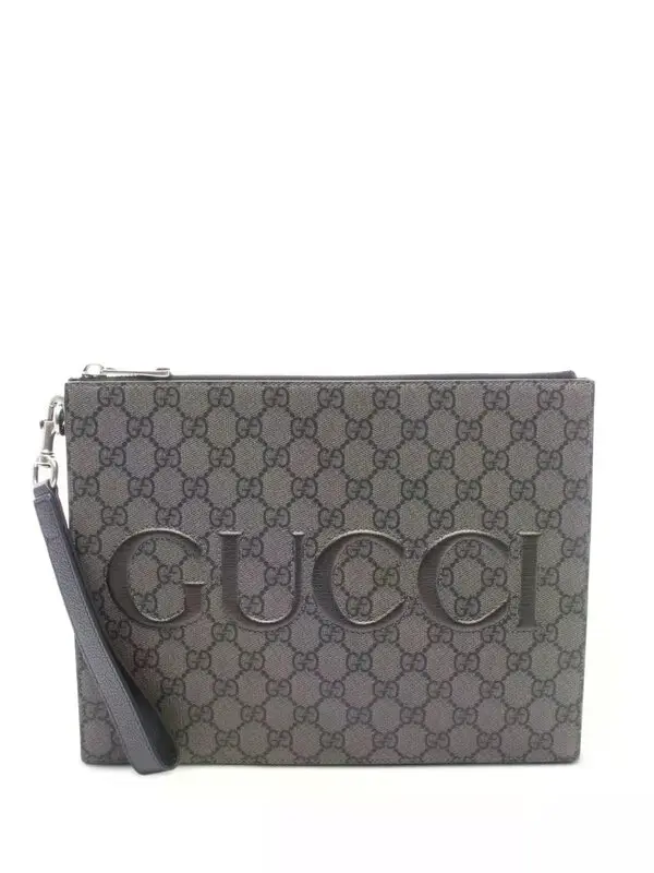 Gucci Gg Supreme Canvas Clutch Bag - Grey