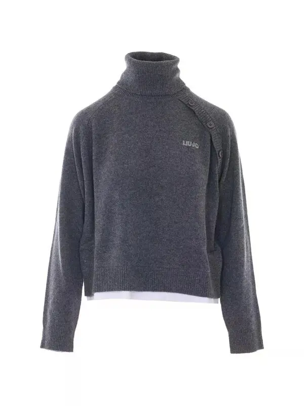 Liu Jo Button-detail Roll-neck Sweater - Grey