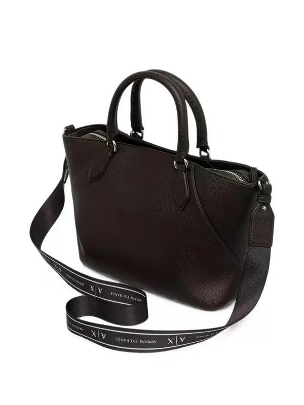 Armani Exchange Logo Charm Pebbled Tote Bag