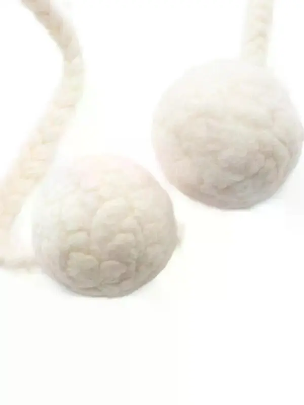 Miu Miu Beanie Hat With Pompoms And Braided Straps