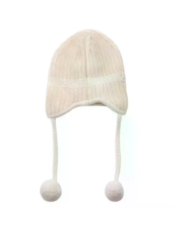 Miu Miu Beanie With Pompoms - Neutrals