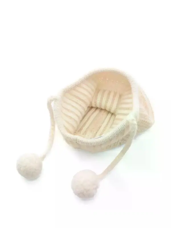 Miu Miu Beanie With Pompoms - Neutrals
