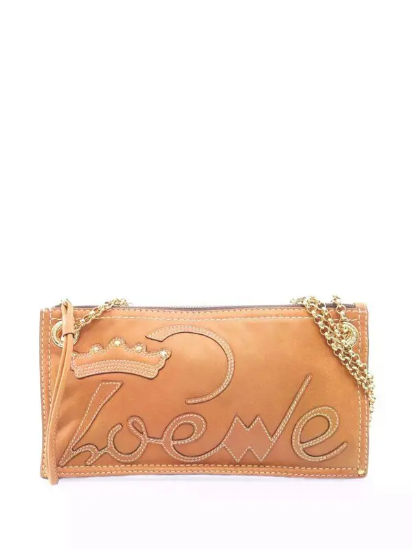 Loewe Leather Shoulder Bag With Chain Strap - Brown