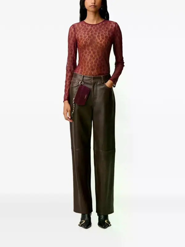 Claudie Pierlot Floral-lace Long-sleeve Top - Red