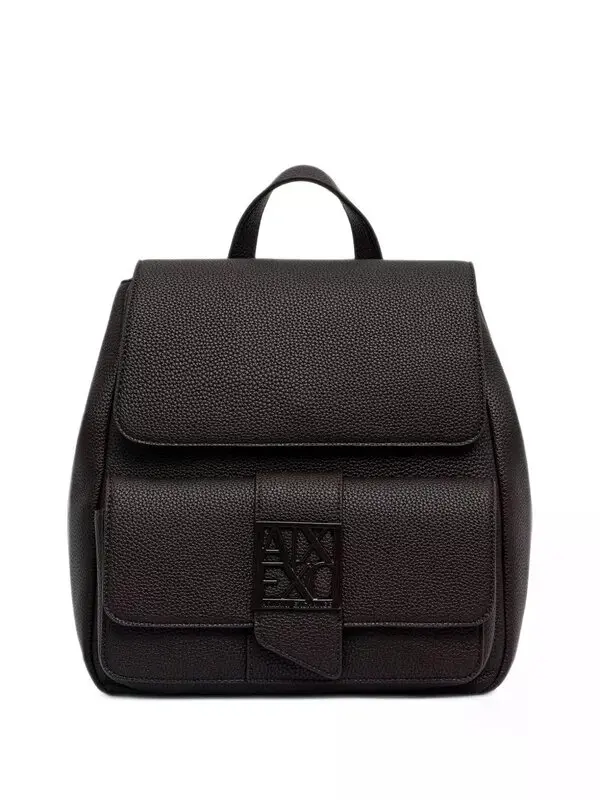 Armani Exchange Logo-plaque Pebbled Backpack - Brown