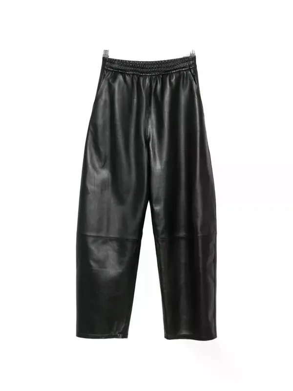 ARMA Ribbed-trim Leather Trousers - Black