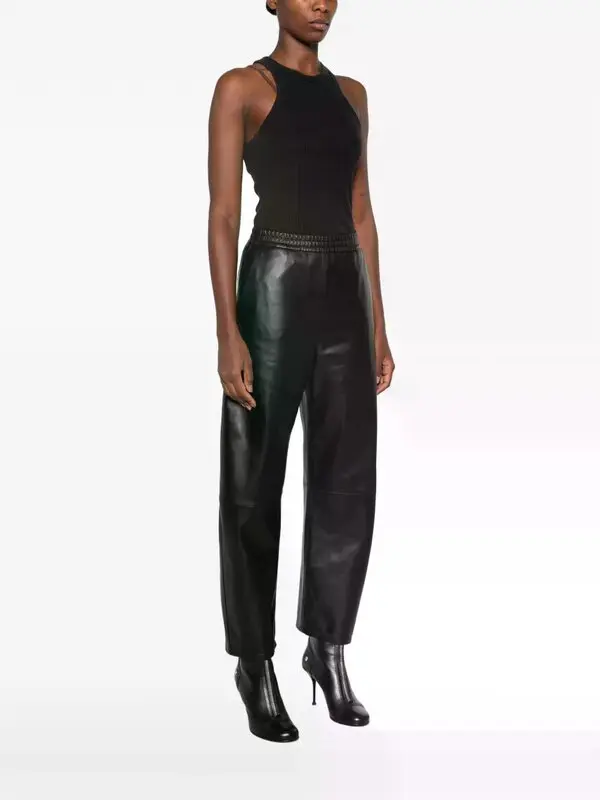ARMA Leather Ribbed Trim Trousers