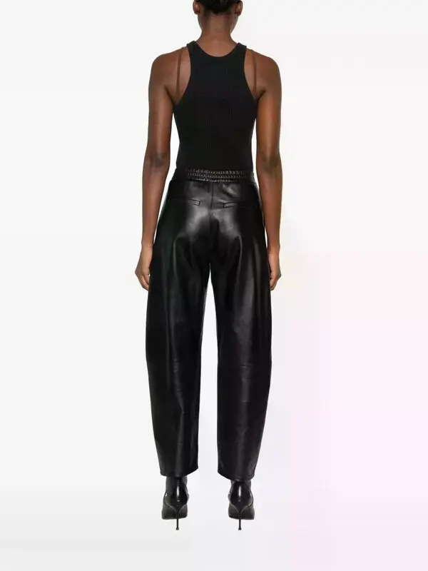 ARMA Leather Ribbed Trim Trousers