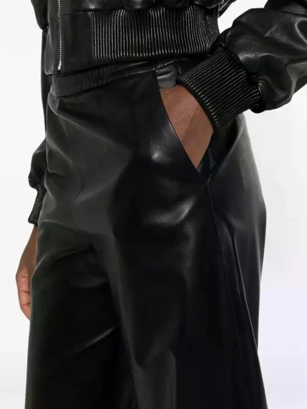 ARMA Leather Ribbed Trim Trousers