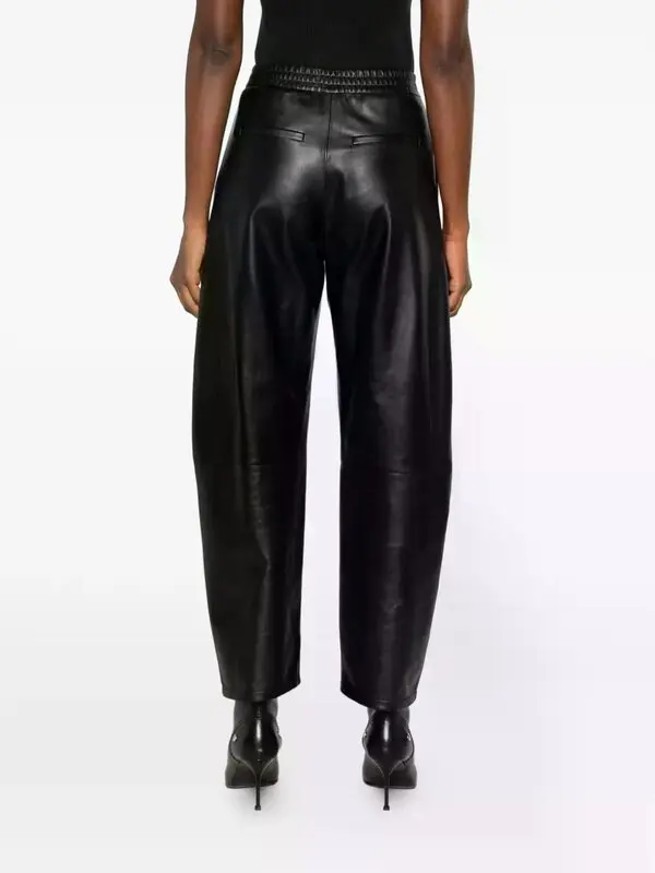ARMA Leather Ribbed Trim Trousers