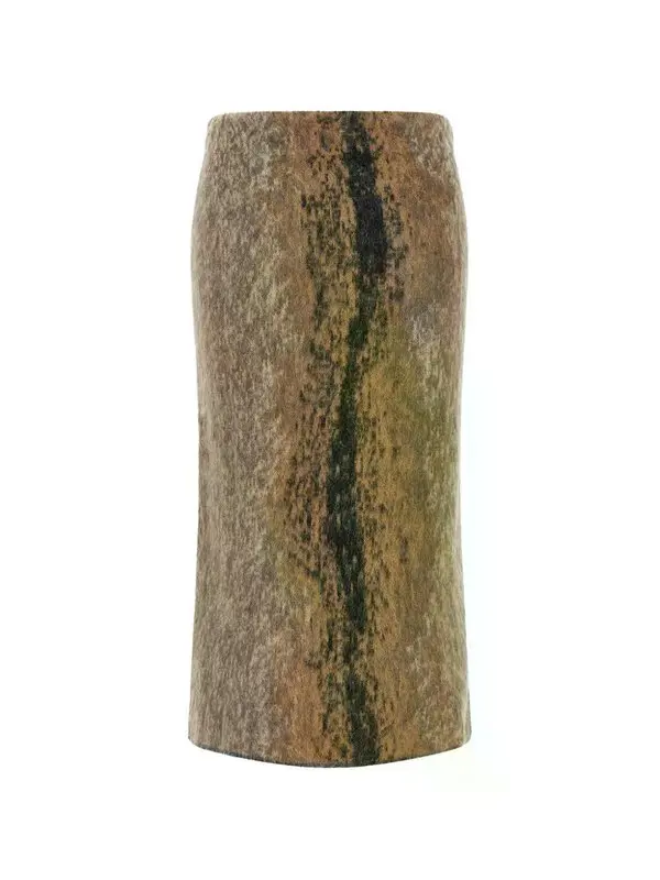 NUDE Brushed Abstract-motif Midi Skirt