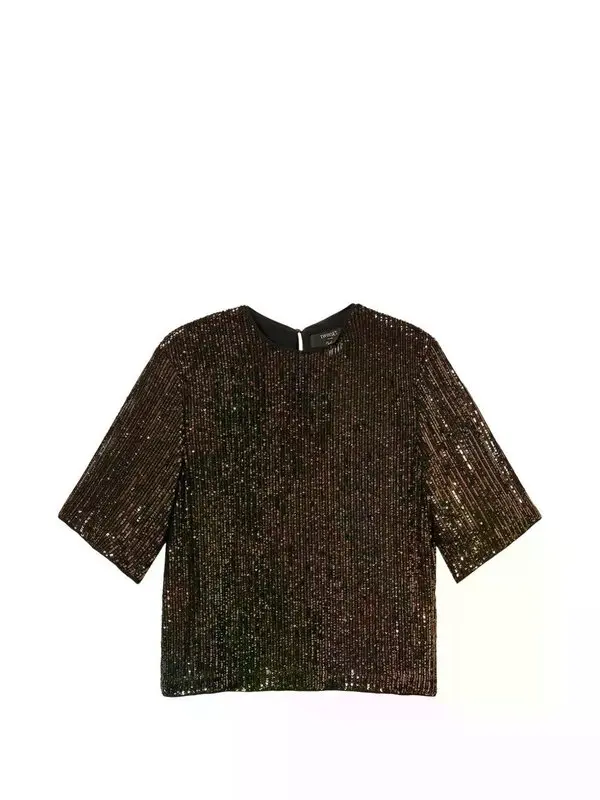 TWINSET Sequin Crew Neck Blouse - Brown