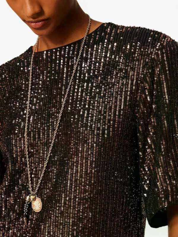 TWINSET Sequin Crew Neck Blouse